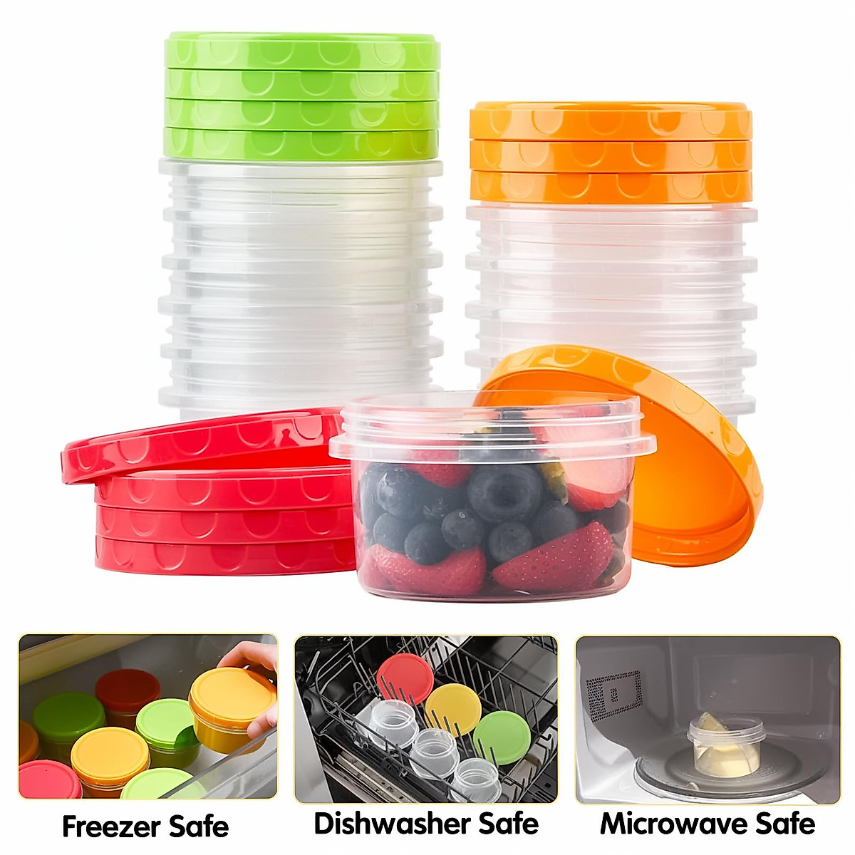 ZILAMGOO 12-pack 8oz/250ml Reusable Small Freezer Containers with screw lid leakproof, Airtight, Stackable