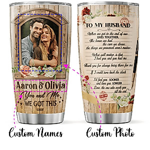 CUBICER Personalized Coffee Tumbler To My Wife Custom Name Photo Wedding Gifts For Couples Women Adults Travel Mug With Lid Oz Insulated Mugs Wine Tumblers Inspirational Quotes