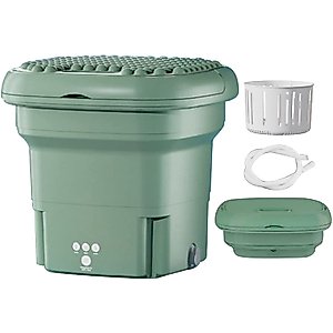 Portable Washing Machine, Mini Foldable Bucket Washer and Spin Dryer for Camping, RV, Travel, Small Spaces, Lightweight and Easy to Carry (Pink) (Green)