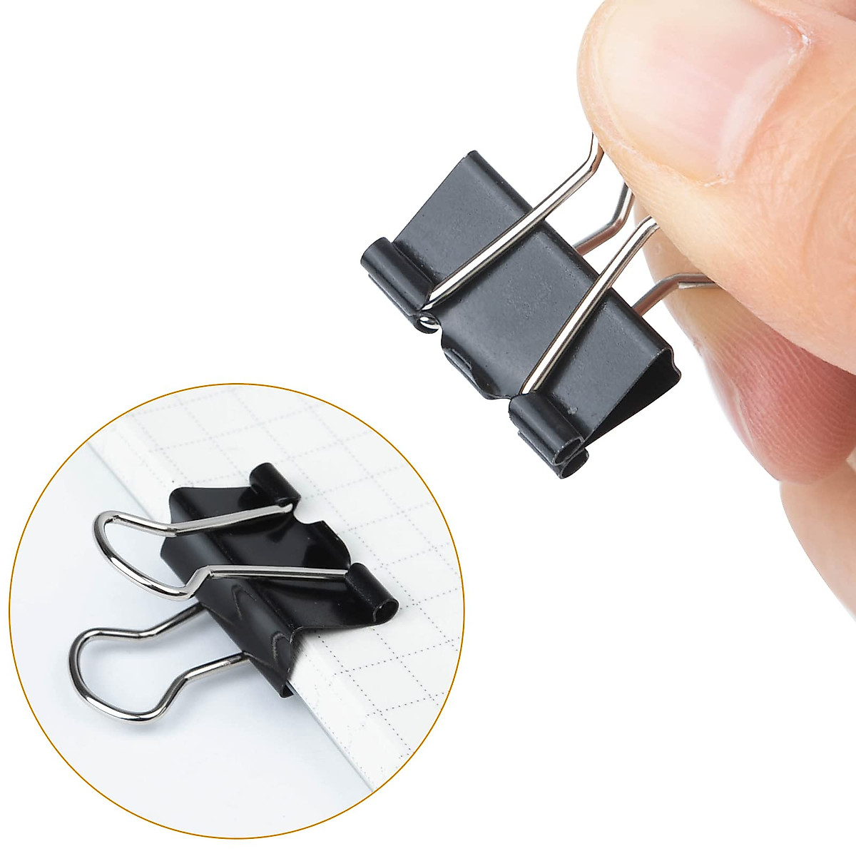 Metal Small Binder Clips Small for Paperwork,50 Pack 3/4 Inch Paper Clamps Clips Office Supplies,Mini Black Office Clips