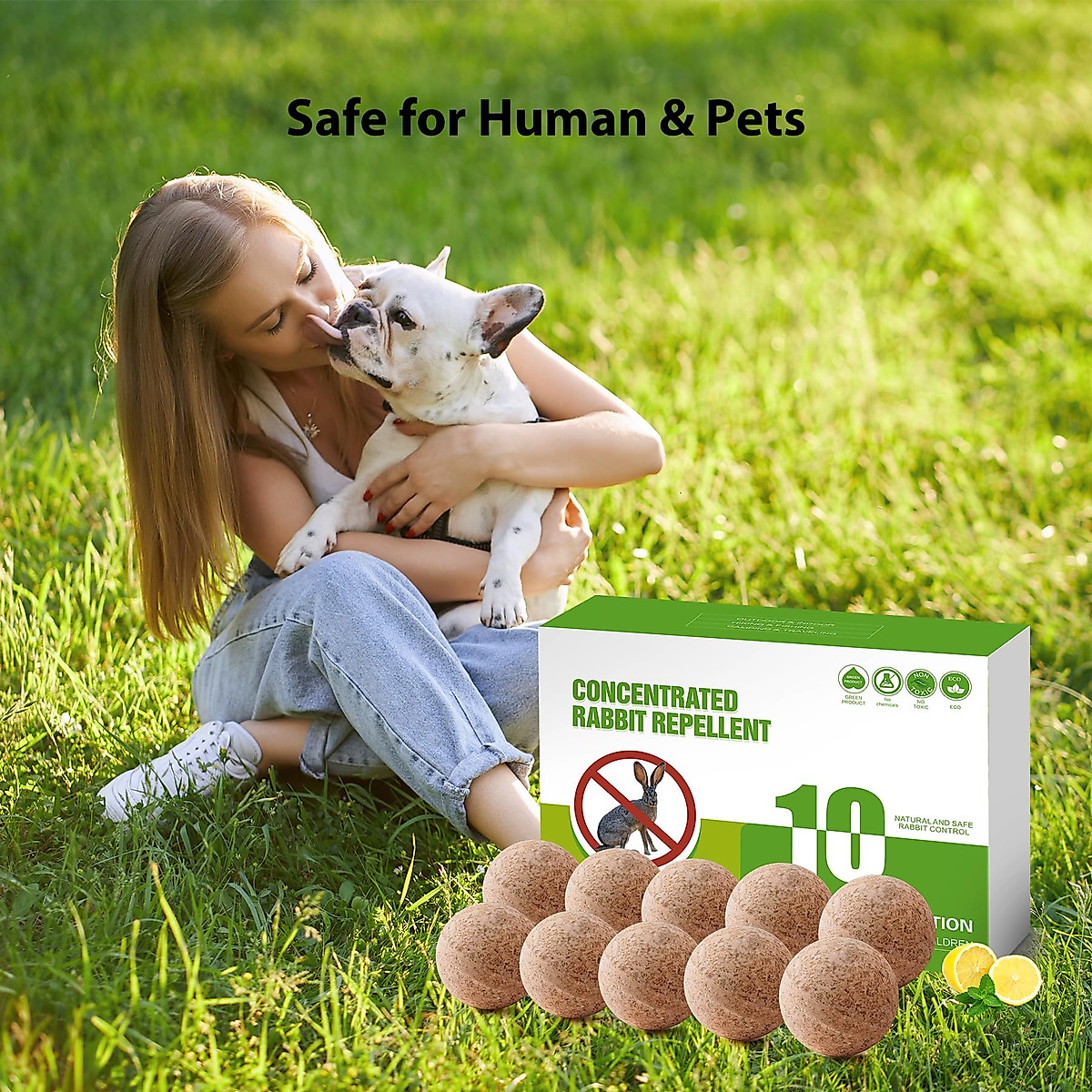 Homsor Rabbit Repellent Outdoor 10 Pack Peppermint Oil Deer Rabbit Away Repellent Balls Pet Safe Bunny Rabbit Deterrent for Garden Yard Lawn to Keep Rabbits Deers from Eating Plants