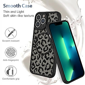 AIGOMARA for iPhone 13 Pro Max Case [Compatible with MagSafe] Black Leopard Pattern Design Case for Women Girls Men Soft TPU Bumper Hard PC Back Anti-Fall Shockproof Protective Slim Cover
