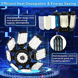 AUDLES 8+1 LED Garage Light, 260W LED Shop Light, E26/E27 Super Bright Deformable Ceiling Light Garage Lighting, Bay Light, Attic Light, Basement Light 2PK