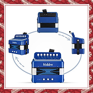 Kiddire Kids Accordion, 10 Keys Button Toy Accordion Musical Instruments for Children Kids Pre-Kindergarten Toddlers Beginners(Blue)