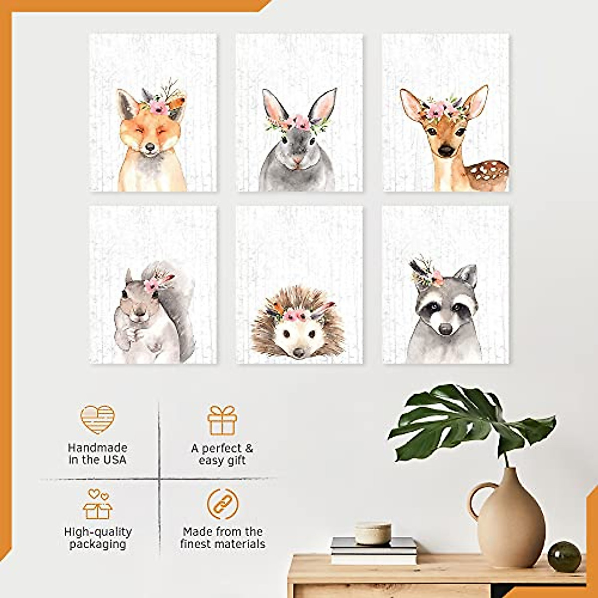Woodland Animals Nursery Wall Art Prints (Set of 6) - Unframed - 8x10s