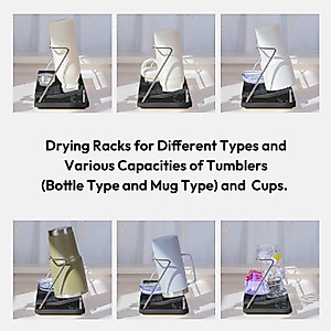 carrotez Bottle Drying Rack, Cup Drying Rack,Tumbler Drying Rack with Drain Tray - Bottle with Narrow and Wide Openings with Various Capacity, Different Bottle Type, Mug Type and Cup Type - Black