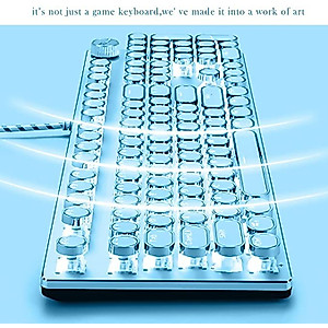 Yuanjay Gaming Keyboard Wired,Mechanical Keyboards Backlight,Retro Punk Style,Ergonomic,Plug and Play, for Desktop Gamer