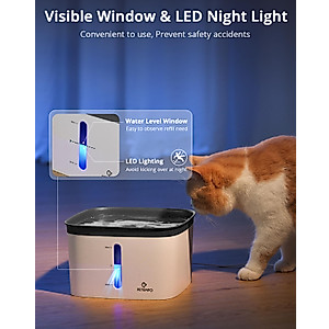 Cat Water Fountain, 135oz/4L Ultra Quiet Dog Water Bowl Dispenser, Instant Clean Vortex Design, Pet Water Fountain with Filter, Cats Dogs Pets Fountain for Drinking Automatic with LED Light (Gray)