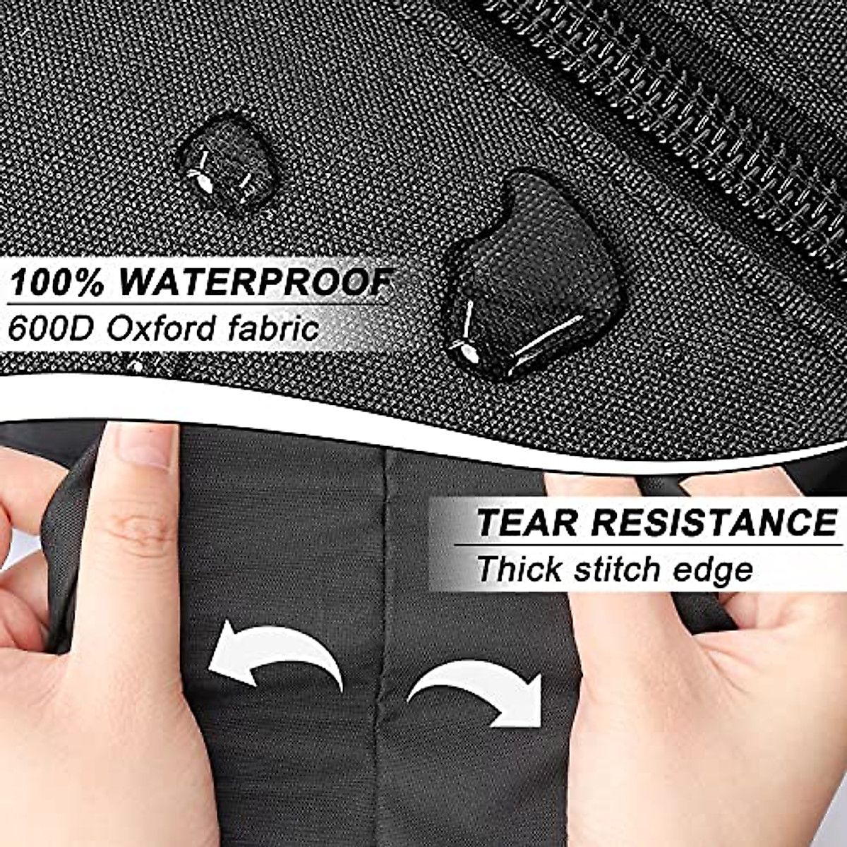 GARDRIT Patio Umbrella Cover, Waterproof 600D Oxford Fabric Umbrella Covers with Smooth Long Zipper and Telescopic Rod, Fits Outdoor Market Umbrellas 7ft to 11ft, Black