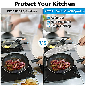 Splatter Screen for Frying Pan 9.8" 11.4" 13", Grease Splatter Guard Hot Oil Splatter Guard, Stainless Steel Fine Mesh Splash Guard with Resting Feet, Shield Grease for Cooking to Prevent Oil Splatter