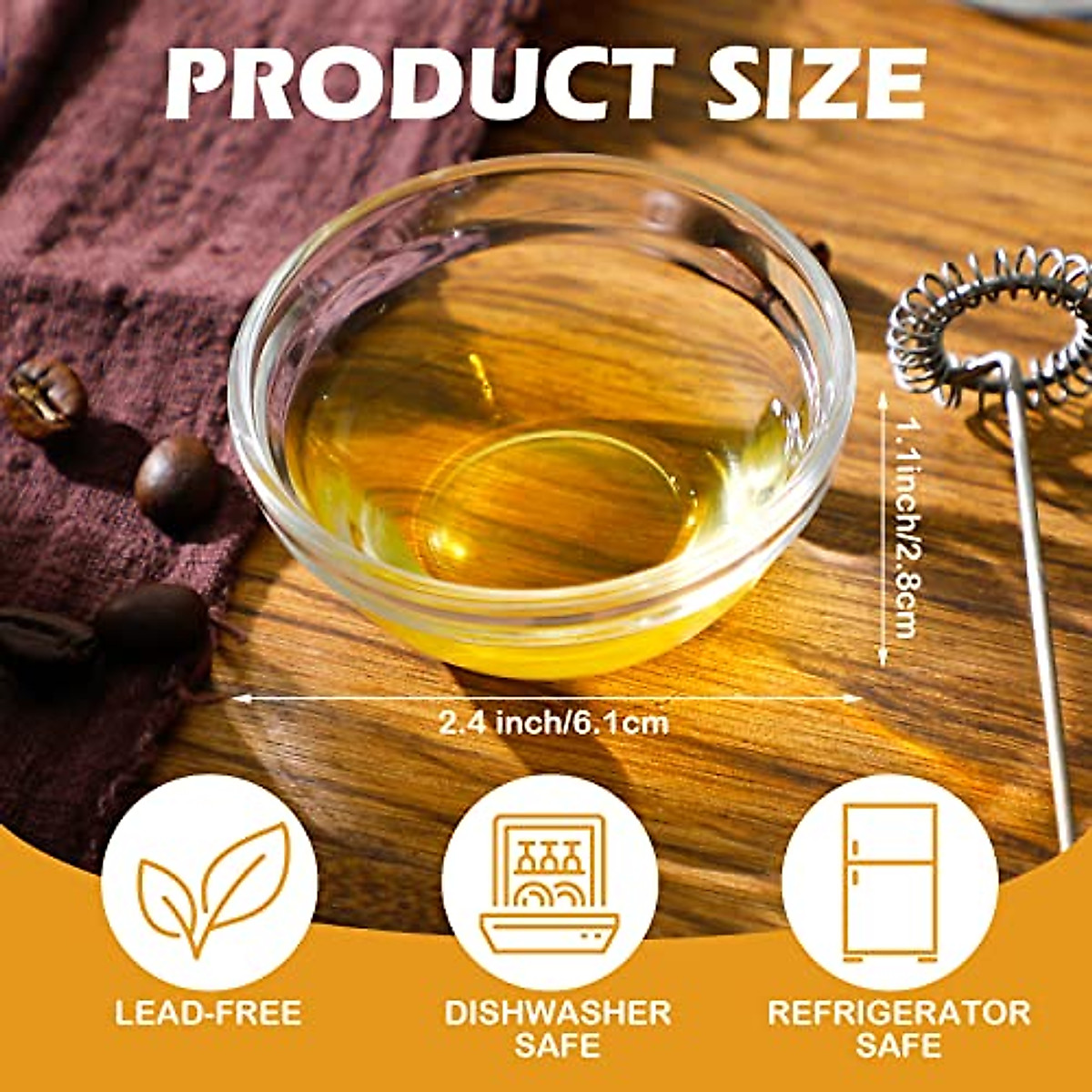 36 Pieces 2.4 Inch Small Glass Bowls Soy Sauce Dipping Bowls Mini Clear Prep Bowls Stackable Serving Bowls for Ramekins Snack Fruit Dips Dessert Ingredient Mixing, 1.5 oz