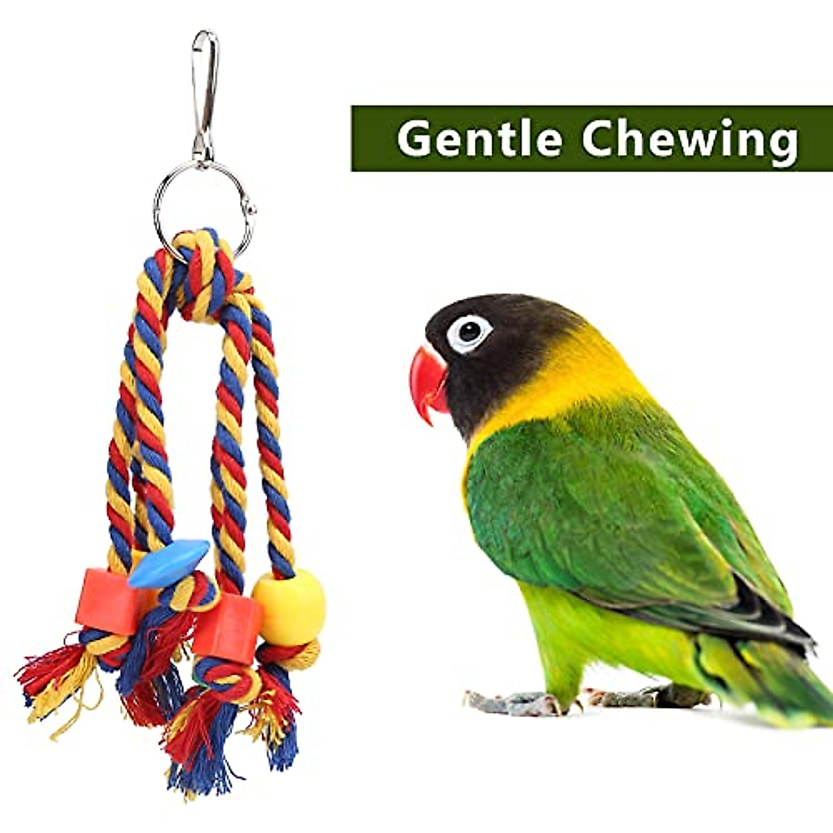 Pssopp Bird Chewing Toy Colorful Cotton Rope Bird Chew Toy Bird Beak Care Tool for Budgie Parakeet Cockatiel Conure Lovebird