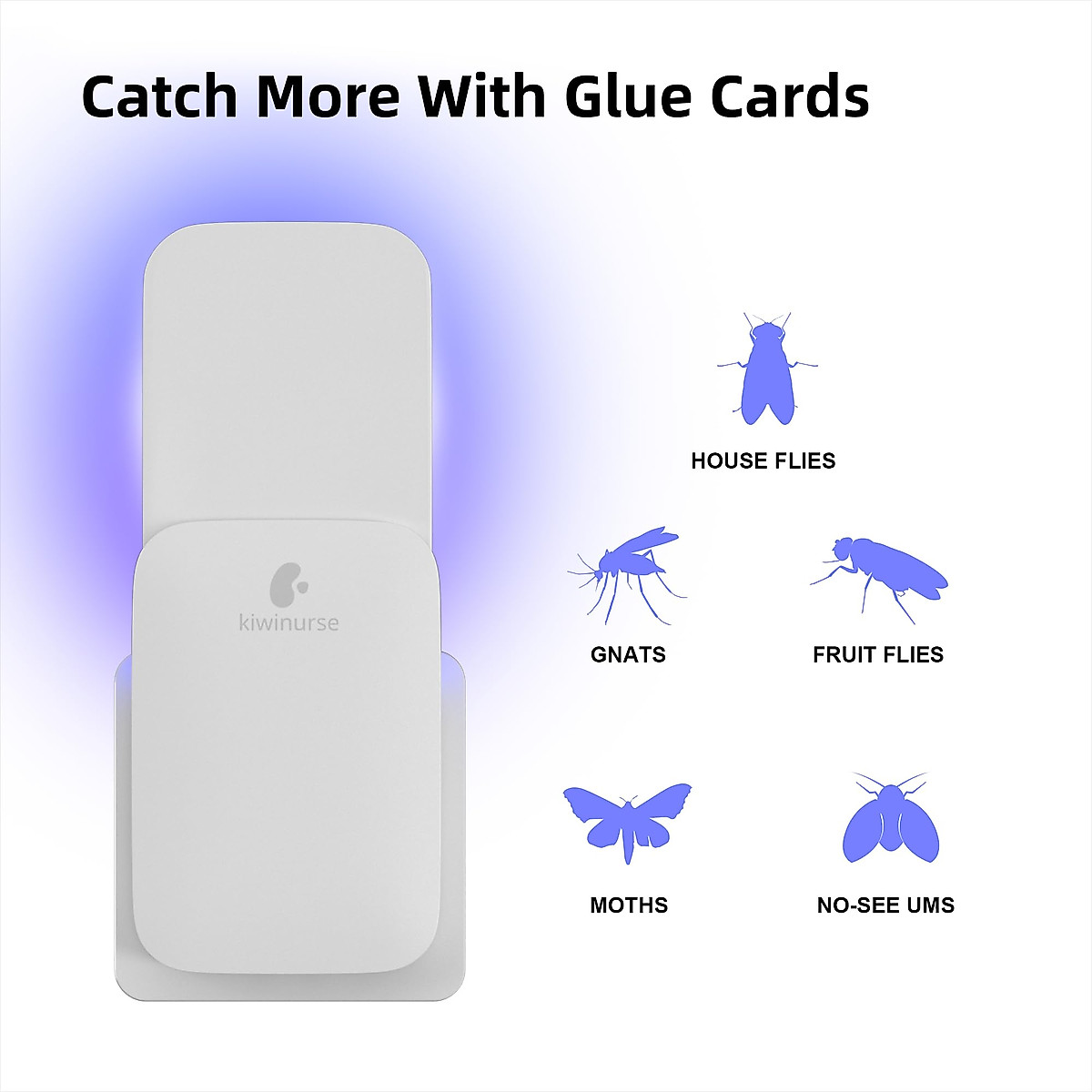 Kiwinurse Indoor Fly Trap Refill Glue Cards for UVLA1001 Indoor Fly Insect Trap - 10Pack, Single Sided Sticky