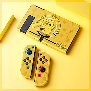 PERFECTSIGHT Protective Case Compatible with Nintendo Switch | Cute Pikachu | Anti-Scratch Shockproof Slim Cover Case for NS Switch and Joy-Con, Hard Shell Dockable Case