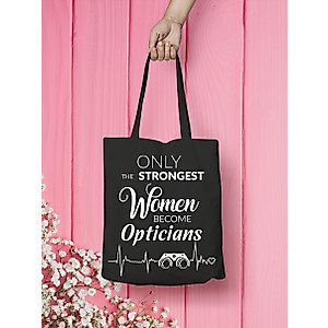 VAMSII Optician Gifts for Women Eye Chart Gifts Tote Bag Funny Optometrist Gifts Shoulder Bag Optometry Gifts Shopping Bag(BLK-Women Opticians tote)