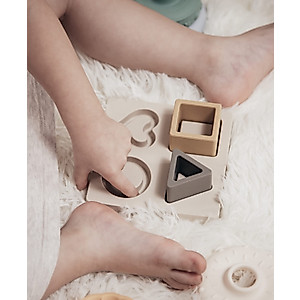 HOFISH Silicone Toys for Toddlers | Baby Stacking Building Blocks | Early Educational Teething Toys with Heart Geometrical Shapes