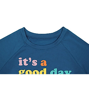 LUKYCILD It’s a Good Day to Read a Book Sweatshirt Women Book Lovers Teacher Shirt Funny Graphic Print Long Sleeve Top Blue