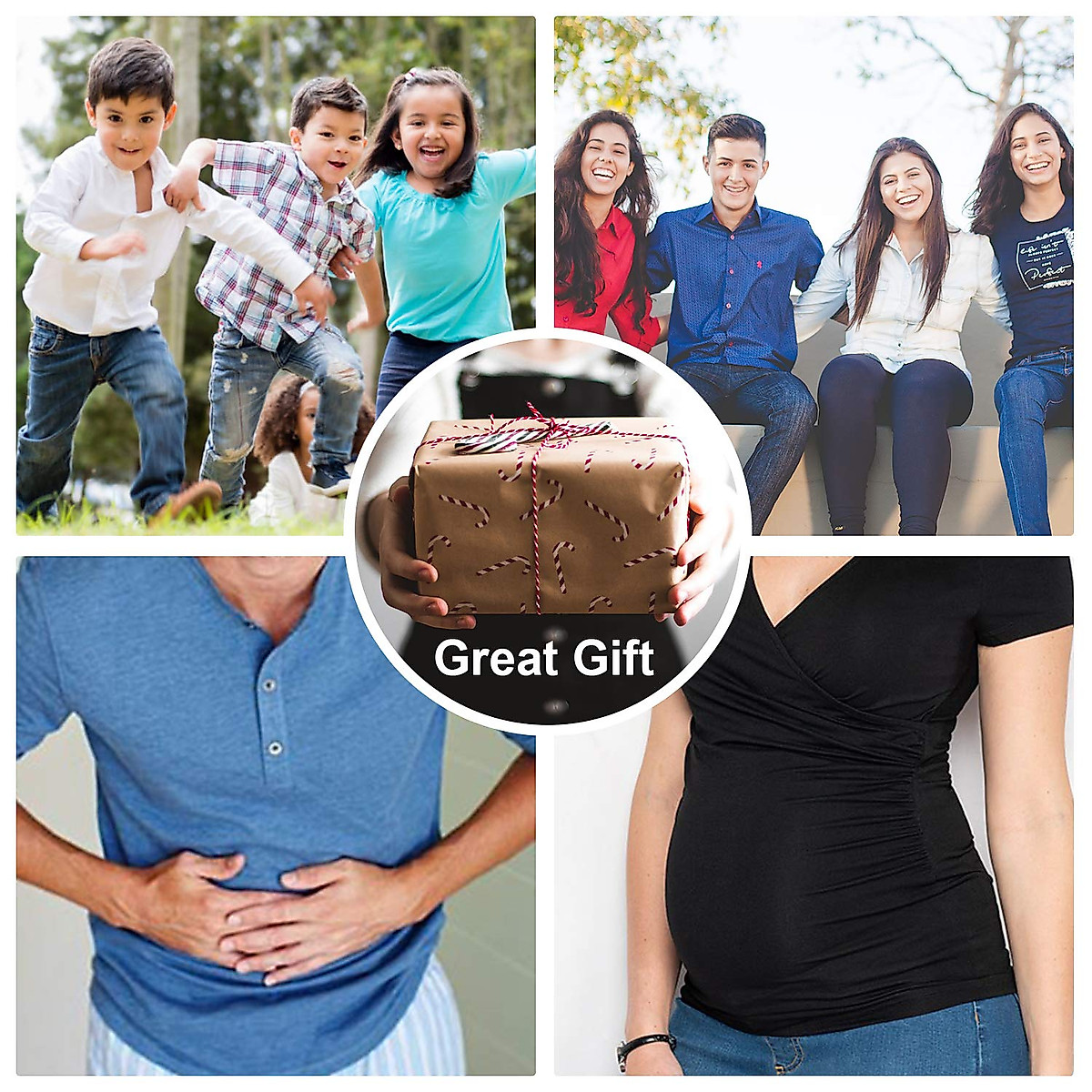 WHIPPY 4 Pieces No Buckle Stretch Women Belt for Jeans Pants, Buckle Free Comfortable Invisible Elastic Belts (Black Khaki Blue Brown, Fit Pants Size 22-36 Inches)