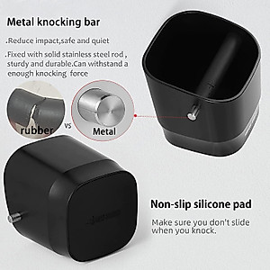 MHW-3BOMBER Espresso Knock Box Removable Stainless Steel Bar Coffee Puck Knock Box Coffee & Espresso Grounds,Non-Slip Base 4.8 Inch Espresso Accessories Black GB5960B