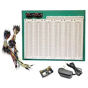 Tektrum Externally Powered Solderless 4660 Tie-Points Experiment Plug-In Breadboard Kit with Jumper Wires, Power Module, Wall Adaptor For Proto-Typing Circuit