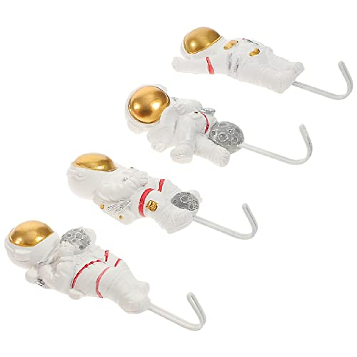 Beavorty Astronaut Wall Hanging Hook 4pcs Astronaut Hook Umbrella Holder Wall Hooks Wall Mounted Coat Hooks Key Rack Astronaut Wall Sculptures Kids Bathroom Accessories Wall Mount Storage Hanger