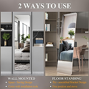 EDTEMI Floor Mirror Full Length,56"x16"Free Standing or Leaning Against Wall Mirror Full Body Mirror,Wall Mounted Hanging Mirror, Large Dressing Mirror with Stand for Bedroom Living Room(Black)