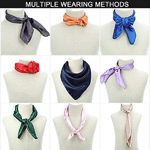 SATINIOR 15 Pieces Women Square Neck Scarf Mixed Solid Colored Neckerchief Head Wraps Scarf Bandana