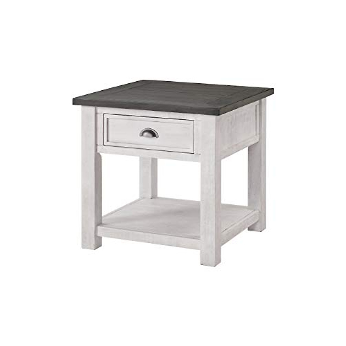 Martin Svensson Home Monterey Solid Wood End Table White with Grey Top