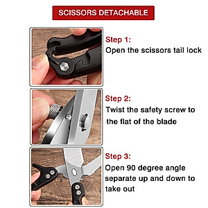 SLEMOON Kitchen Shears Heavy Duty Poultry Shears Meat Cutting Dishwasher Safe and Stainless Food Kitchen Scissors for Chicken Turkey Thanksgiving,Burgundy