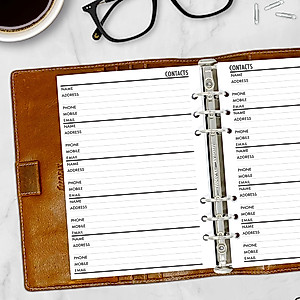 A5 Contacts Address Book Planner Insert Refill, 5.83″ x 8.27″, Fits 6-Rings Binders - Filofax, LV GM, Moterm, Choice of Quantity