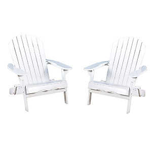 Christopher Knight Home Hanlee Folding Wood Adirondack Chairs, 2-Pcs Set, White