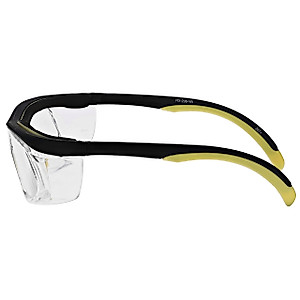 Safety Reading Glasses 206YB with Full Clear Magnifying Lenses, 1.00 to 3.00 Diopter, ANSI Z87 Approved (Black/Yellow, 1.75, x)