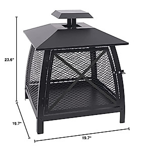 Blue Sky Outdoor Living WBF20 20” Square Wood Burning Outdoor Fireplace with 360-Degree View