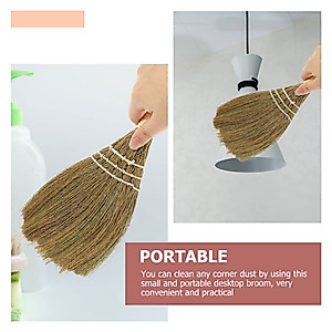 HEMOTON Whisk Broom Hand Broom Soft Natural Bristles Small Whisk Broom Desk Cleaning Brush for Indoor Outdoor