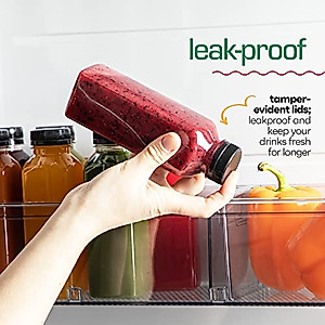 DECADORN 12oz Plastic Juice Bottles For Juicing - 20 Pack Plastic Bottles With Caps - MADE IN USA Juicing Bottles Reusable With Lids - Juicer Bottles With Tamper Evident Caps