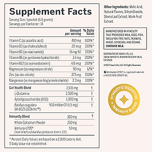 Nouri StayWell Lemonade Synbiotic Digestive + Immunity Blend, Prebiotics and Probiotics, Powder Stick Pack for Digestive and Immune Health, 0 Calories, 0 Sugar - 14-Count (Lemonade)