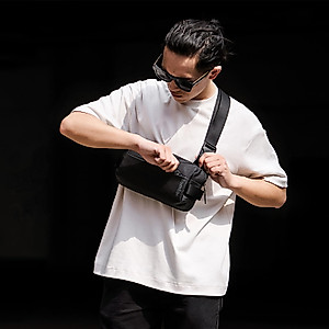 tomtoc Compact EDC Sling Bag, 4.5L Minimalist Chest Shoulder Backpack Crossbody Bag for Men and Women, Water-resistant Lightweight Everyday Carry Casual Bag for Tactical, Travel, Work, Gym, Sport