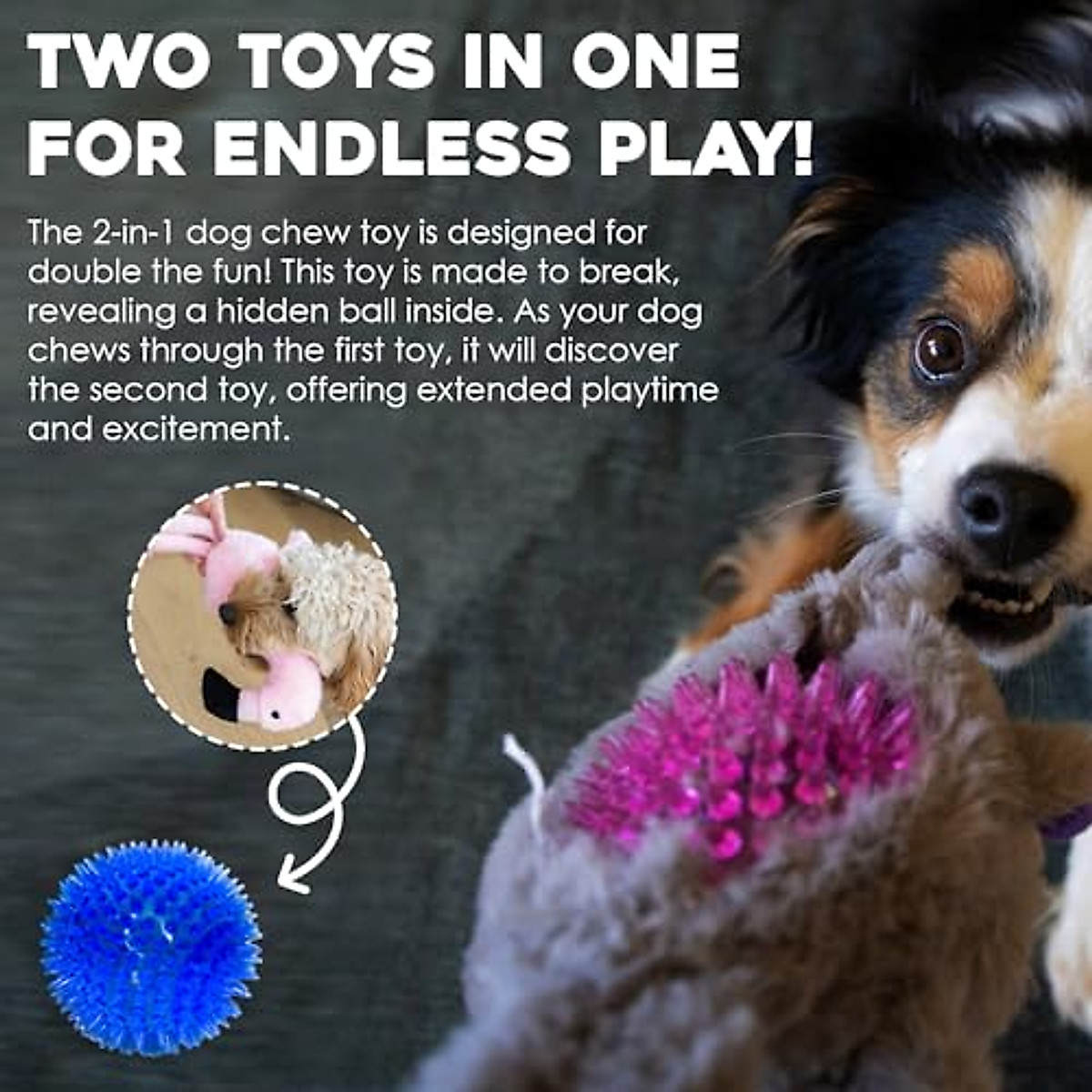 Flourish Pets 3 in 1 Multi-Layer Chew Toy for Active Dogs | Non-Toxic BPA Free Double Stitched Soft Fabric Exterior Dog Toys | Long-Lasting Dog Plush Toys - Long Leg Ellie Elephant (24″)