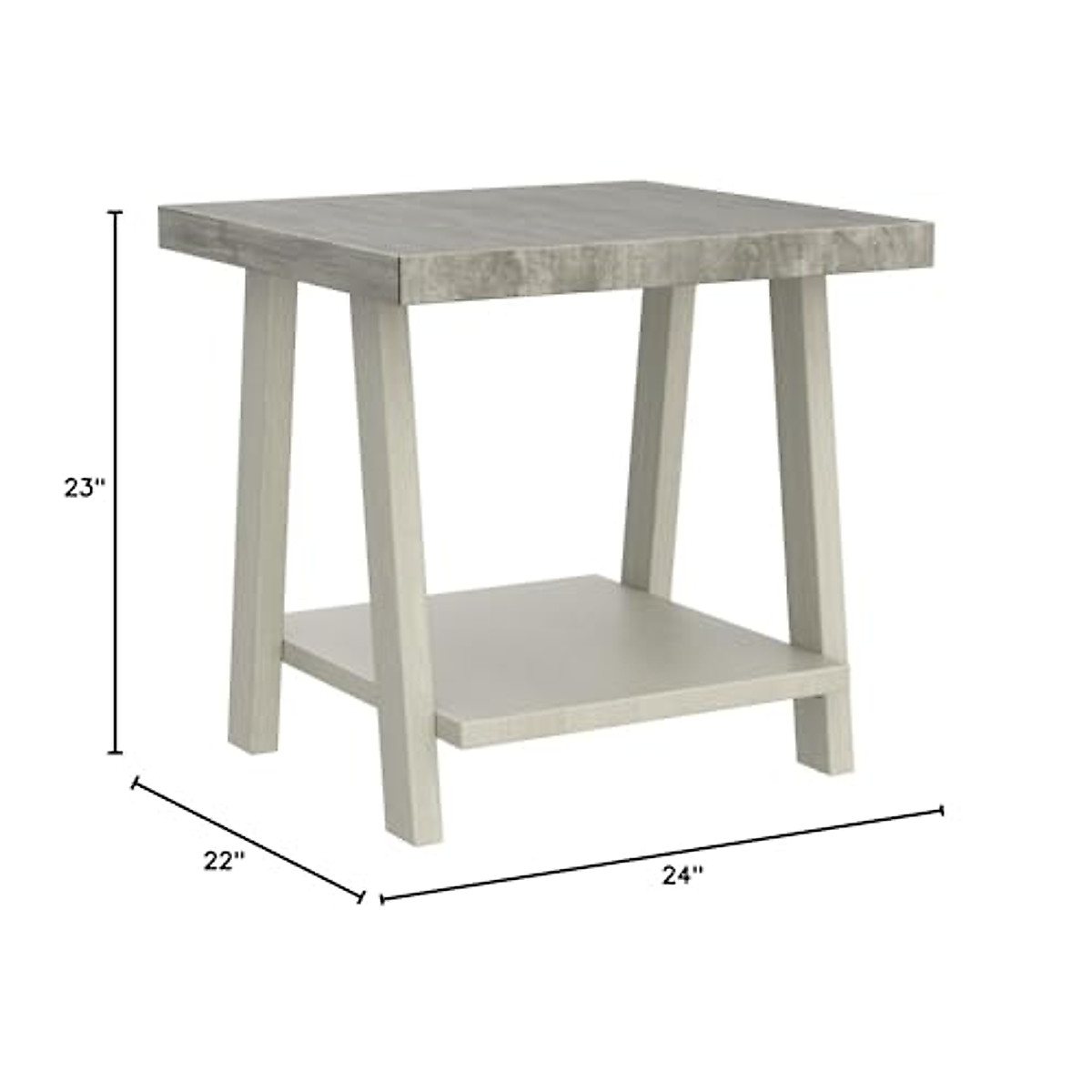 Roundhill Furniture Athens Contemporary Two-Tone Wood Shelf End Table, Weathered Gray and Beige