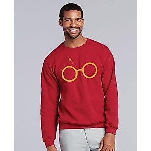 Outlook Designs Glasses and Bolt Fashion Sweatshirt, Wizard Glasses Scar Unisex Crewneck Sweatshirt, XL Black, Multicolored Glasses