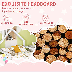 Floor Bed for Kids, Twin Size Montessori Bed with House Shape Headboard and Railings, Wood House Bed with Slats for Boys Girls, Low to Ground Height, No Box Spring Needed, White