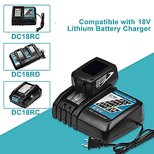 2Packs BL1860B 18 Volt 6.0Ah Replacement Battery Compatible with 18V Lithium ion Battery BL1860 BL1850B BL1850 BL1840 BL1830 BL1820 BL1815B LXT400 with LED Indicator Cordless Power Tools (White)