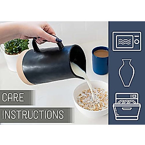 Nat & Jules Large Raw Bottom Matte Black 48 ounce Ceramic Pitcher Jug