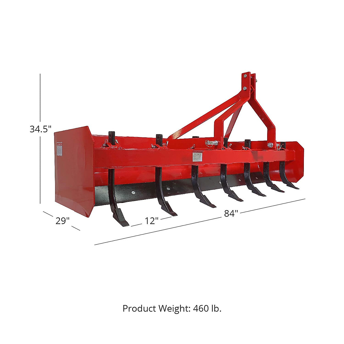 Titan Attachments Box Blade Tractor Attachment 7' Quick Hitch 3 Point Pin Style