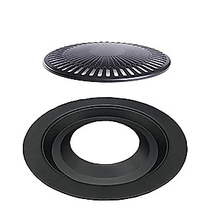 Korean Style Stovetop,Round Iron Stick-Proof Barbecue Plate Tray,Roasting Round Grill Pan for Indoor Outdoor BBQ,Stovetop Plate for Cooking Meat/Vegetable