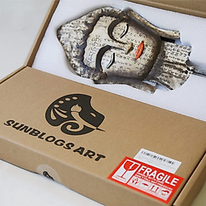 SunBlogs Art Handmade and Hand-Painted Buddha Bust Statue, 16” H Zen Buddha Sculpture Handicraft, Rustic Metal Art Decor for Home Decorations (Style 1)