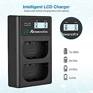 Powerextra LP-E6NH High Capacity Batteries 2950mAh and USB Charger Compatible with Canon LP E6 R5 R6 90D 60D 70D 80D 5D IV 6D, 6D II 7D