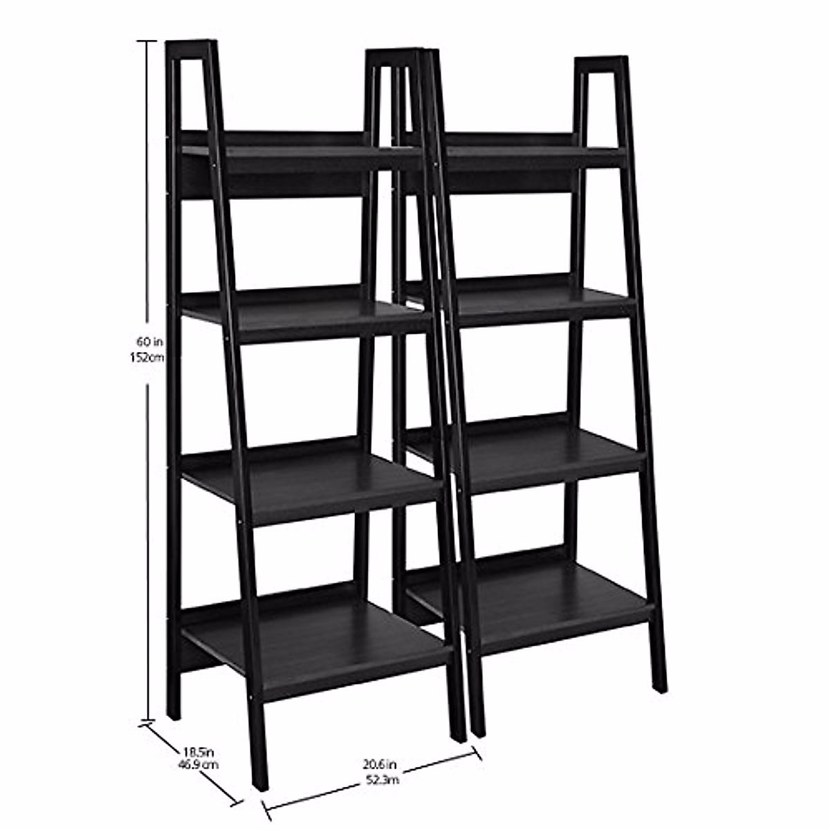 Ameriwood Home Lawrence 4 Shelf Ladder Bookcase Bundle, Black