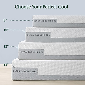 Zinus 14 Inch Ultra Cooling Gel Memory Foam Mattress, Queen, Cool-to-Touch Soft Knit Cover, Pressure Relieving, CertiPUR-US Certified, Mattress in A Box, All-New, Made in USA