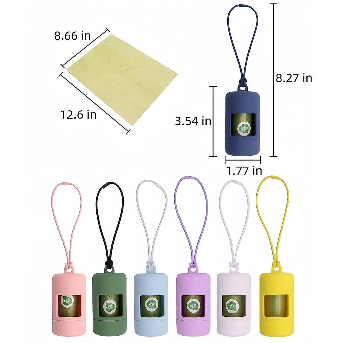 QMEAKMONY Dog Poop Bag Holder for Leashs Compact and Lightweight Dog Poop Bag Dispenser Dog Waste Bag Holder Easy Replacement and Cleaning with 1 Dispenser and 15 Bags (Purple)